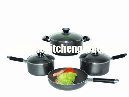 ALUMINIUM PAINTED NON-STICK COVERED COOKWARE 7PCS SET